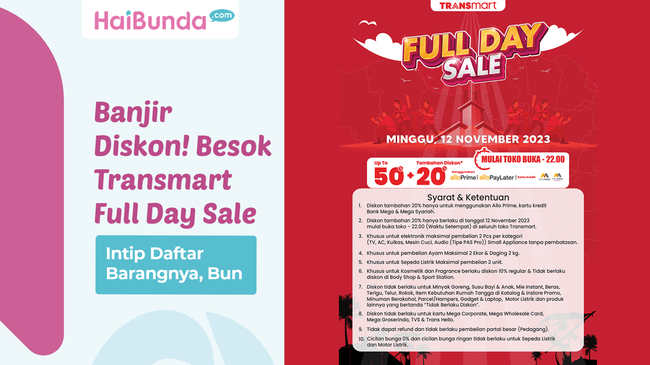 Banjir Diskon! Besok Transmart Full Day Sale Ada Lagi, Intip Daftar Barangnya, Bun