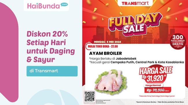 Diskon 20% Setiap Hari untuk Daging & Sayur di Transmart
