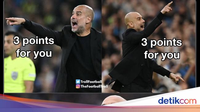 Meme Pep Guardiola sang Dermawan, Doyan Bagi-bagi 3 Poin buat Lawan