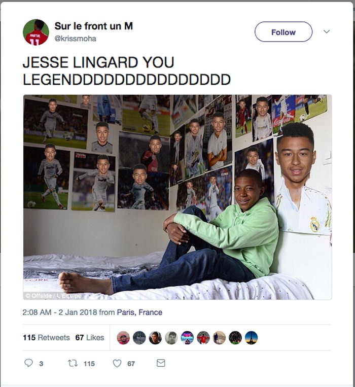 Meme Kocak Jesse Lingard: Nama di Jersey Messi, Diidolakan Mbappe
