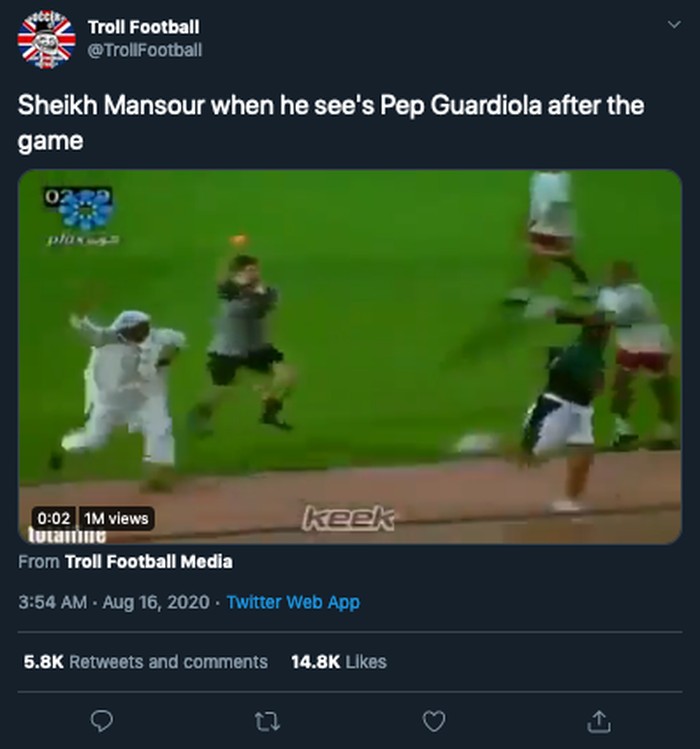 Pep Guardiola Diserbu Meme Usai City Dilibas Lyon