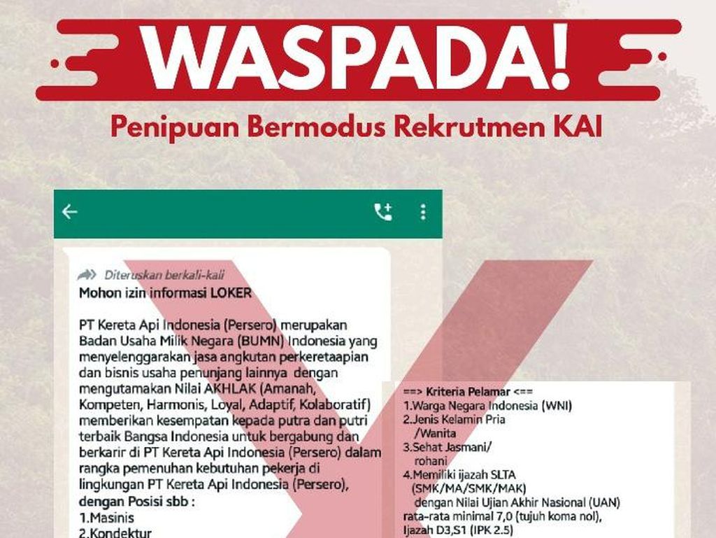 Berita dan Informasi Rekrutmen palsu pt kai Terkini dan Terbaru Hari ... Berita dan Informasi Rekrutmen palsu pt kai Terkini dan Terbaru Hari ...