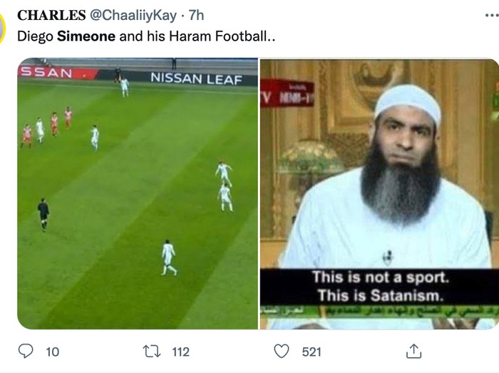 Meme Formasi 5-5-0 Diego Simeone, Disebut Haram Football