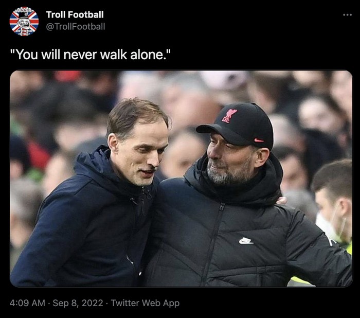 Ramai Meme Ledek Klopp, Kalah seperti Tuchel demi Bilang YNWA
