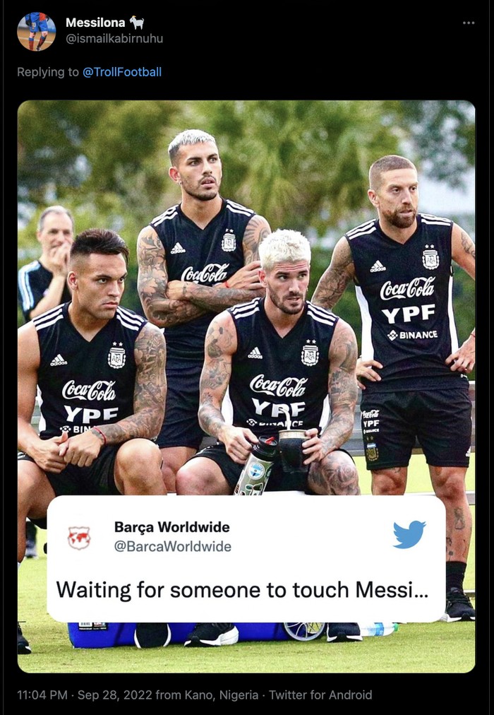 Meme Ronaldo Vs Messi, Adu Kuat 'Bodyguard'