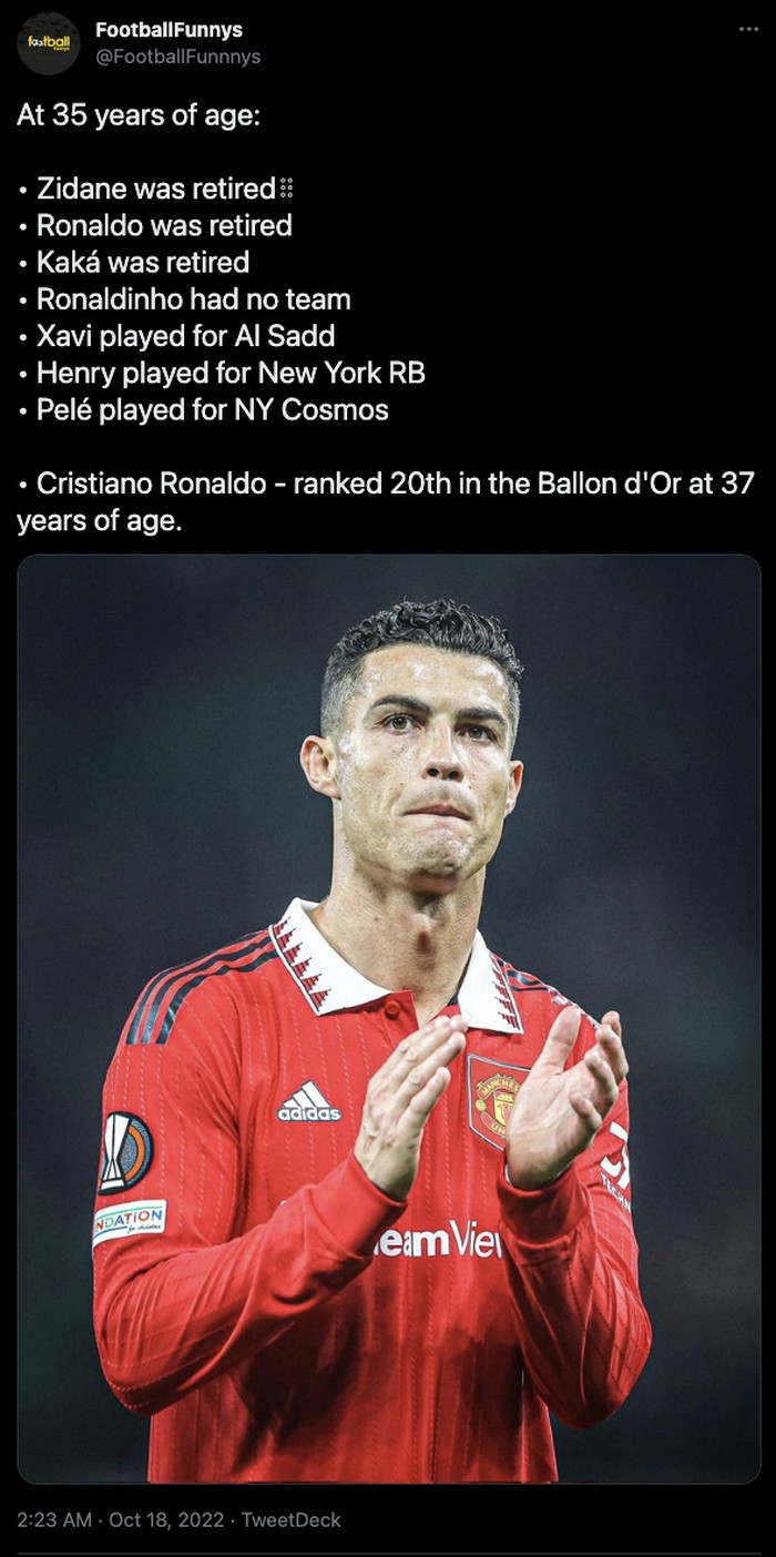 Meme-meme CR7 Jadi CR20, Juara Bench d'Or 2022
