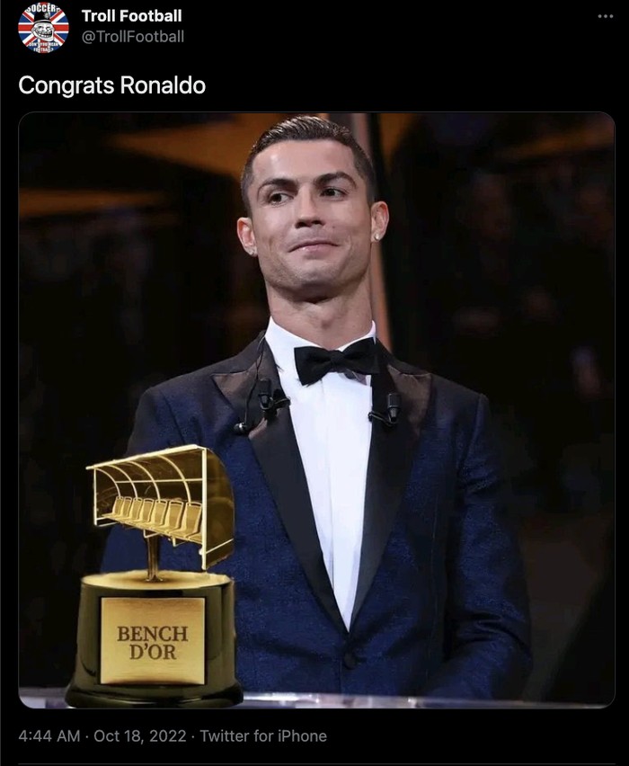 Meme-meme CR7 Jadi CR20, Juara Bench d'Or 2022