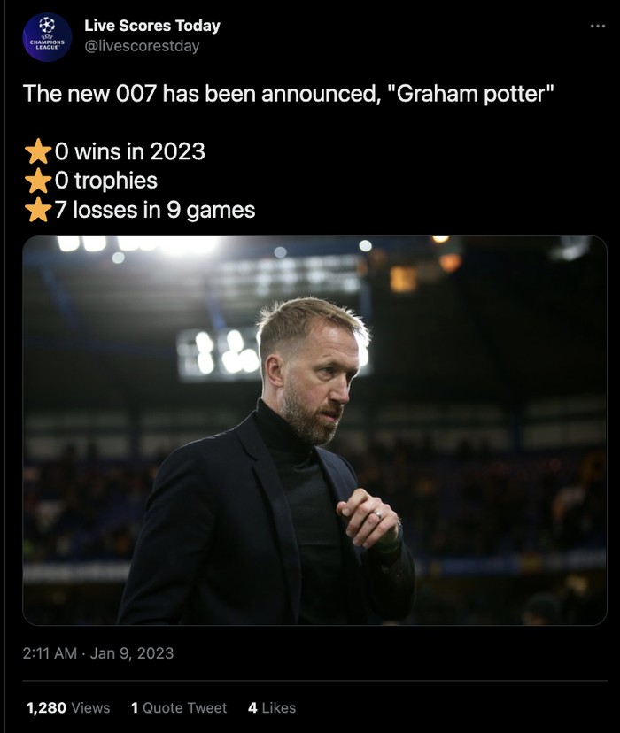 Chelsea Out dari Piala FA, Graham Potter Diledek Jadi 007