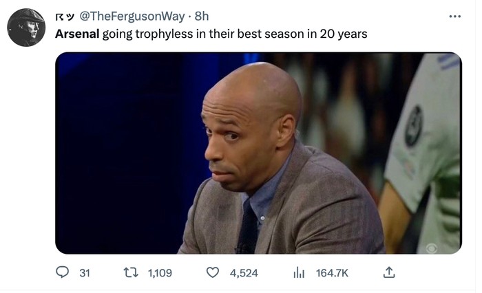 Meme Lucu Arsenal, Kans Juara Menipis Bikin Fans Menangis