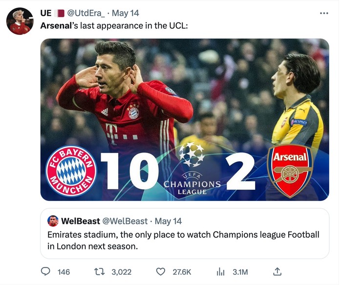 Meme Lucu Arsenal, Kans Juara Menipis Bikin Fans Menangis