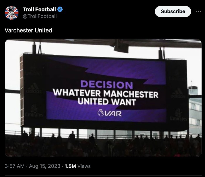 Meme: Ledekan Varchester United buat MU