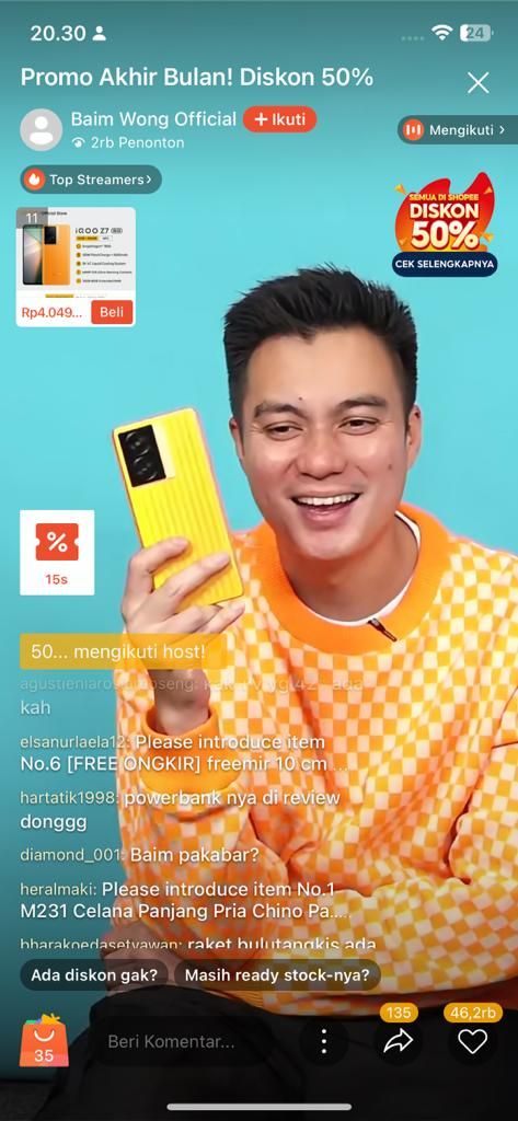 Baim Wong sukses meraih omzet Rp600 juta hanya dalam 2 jam saat sesi ... Baim Wong sukses meraih omzet Rp600 juta hanya dalam 2 jam saat sesi ...