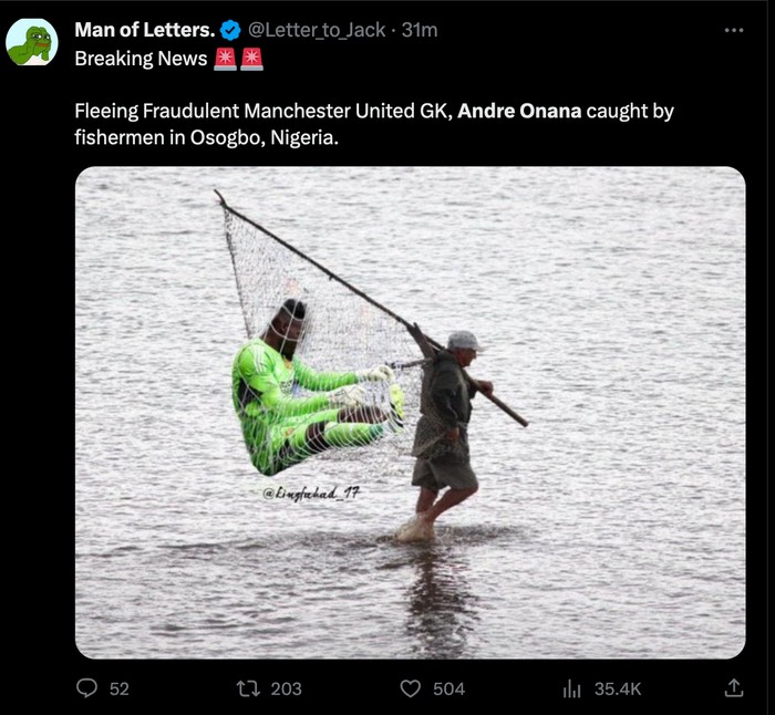 Meme Andre Onana Kini Bikin Blunder Gaya The Matrix Mrjulianto