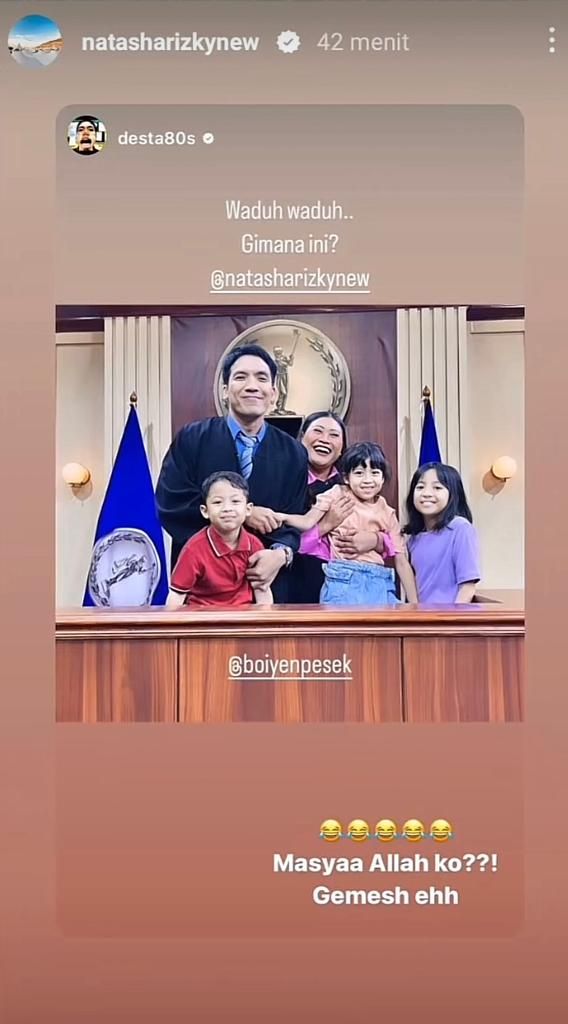 Tanggapi Foto Desta, Boiyen, dan Ketiga Anaknya, Natasha Rizky: Masya Allah Tanggapi Foto Desta, Boiyen, dan Ketiga Anaknya, Natasha Rizky: Masya Allah