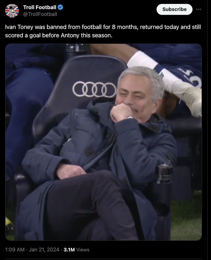 Serbuan Meme Ledek Antony Usai Gol Toney