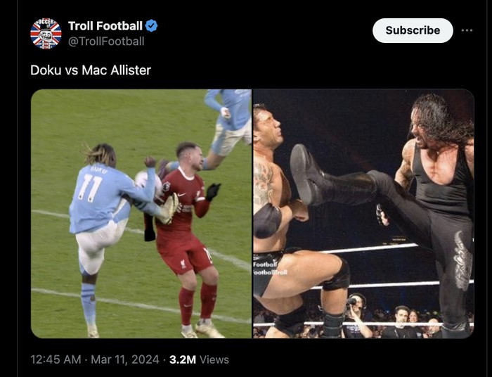 Meme Doku Tendang Mac Allister, Main Bola atau Main Gulat sih?