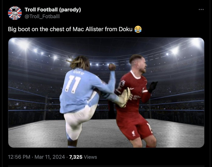 Meme Doku Tendang Mac Allister, Main Bola atau Main Gulat sih?