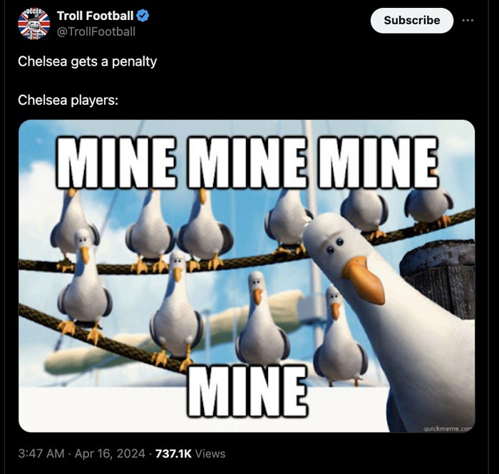 Meme Chelsea: Pemain Rebutan Penalti, MU Kini Didekati