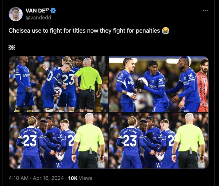 Meme Chelsea: Pemain Rebutan Penalti, MU Kini Didekati