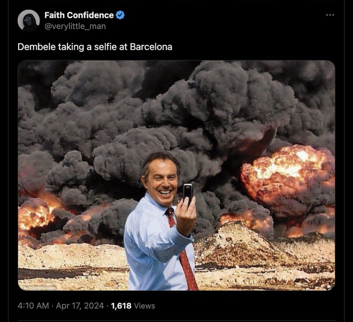 Meme Senyum Dembele Hancurkan Barca, Bekas 'Rumahnya'