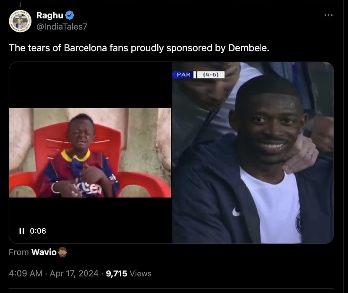 Meme Senyum Dembele Hancurkan Barca, Bekas 'Rumahnya'