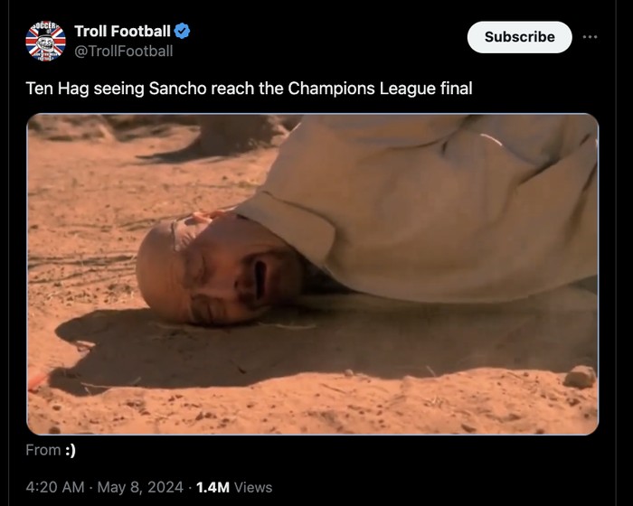 Meme Kocak Sancho ke Final Liga Champions, MU pun Kena Ledek