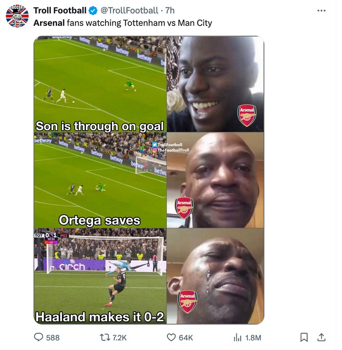 Meme Tottenham Keok, Arsenal Diolok-olok