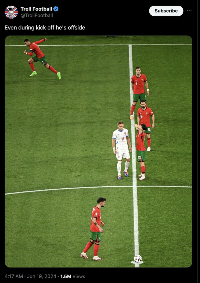 Meme Cristiano Ronaldo di Euro 2024: Dipuji Goat, Diledek Offside