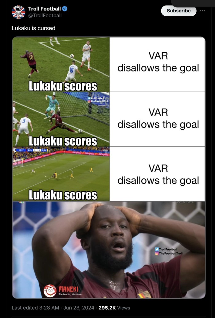 Meme 'Own Goal' Jadi Top Skor Euro 2024, Lukaku Juga Kena Ledek
