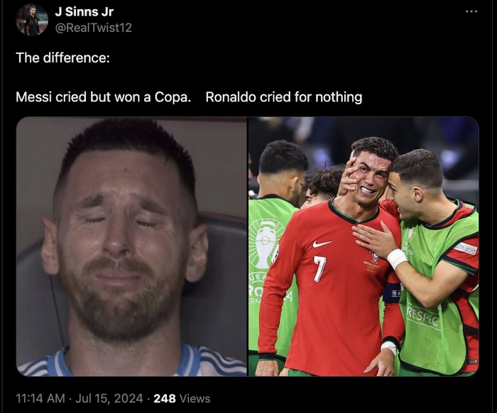 Meme Argentina Juara Copa America: Tangis Messi Vs Air Mata Ronaldo