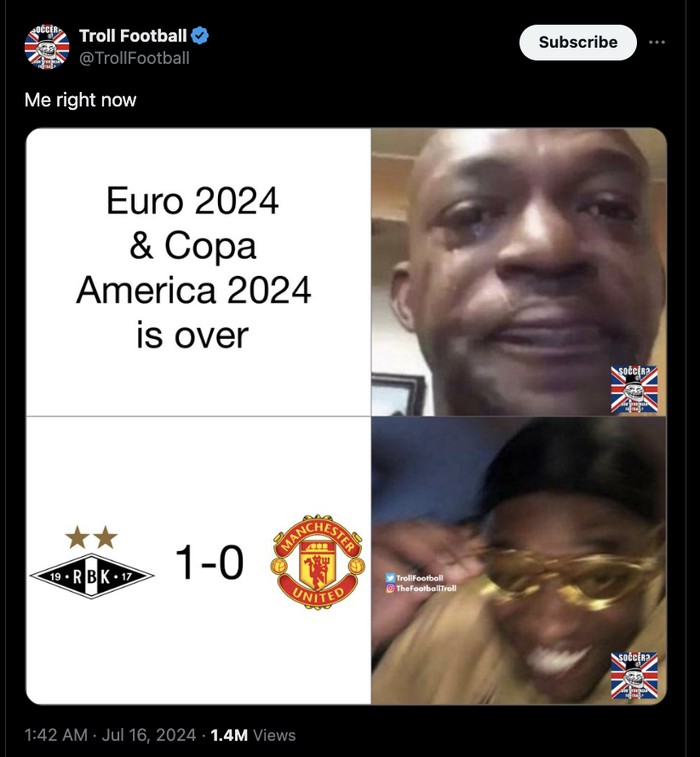 Meme Euro dan Copa America Selesai, eh Langsung Ada MU Kalah