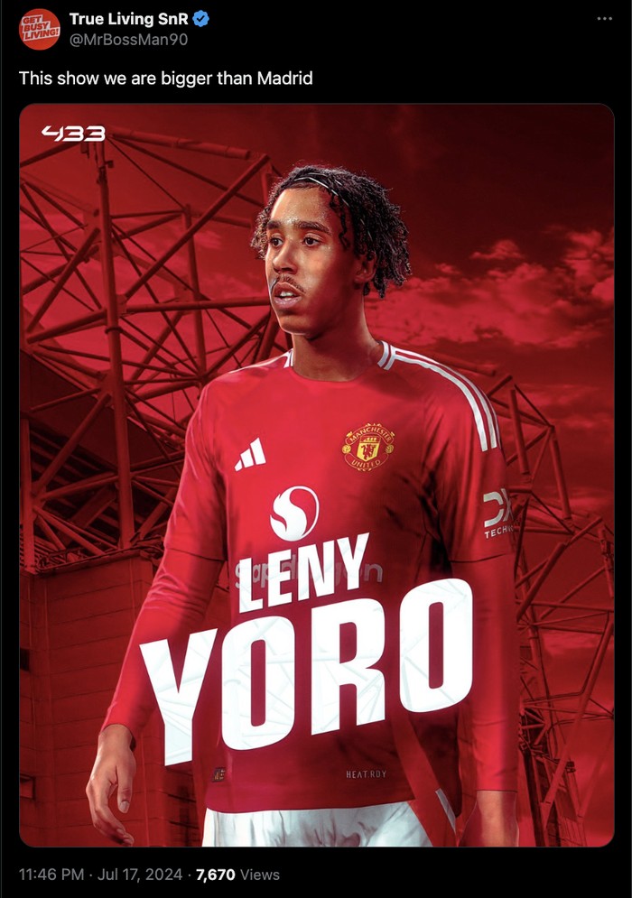 Meme Fans MU Sambut Leny Yoro, Sebut-sebut Madrid dan Liverpool