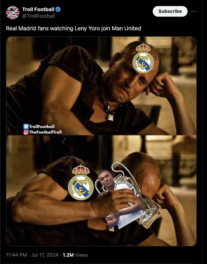 Meme Fans MU Sambut Leny Yoro, Sebut-sebut Madrid dan Liverpool