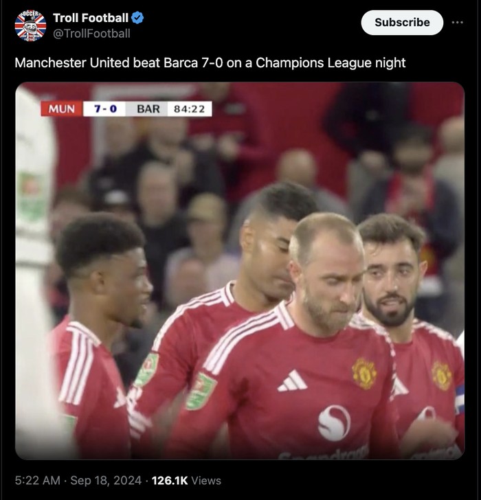 Meme MU Pesta Gol di Carabao Cup Saat yang Lain Main di Liga Champions