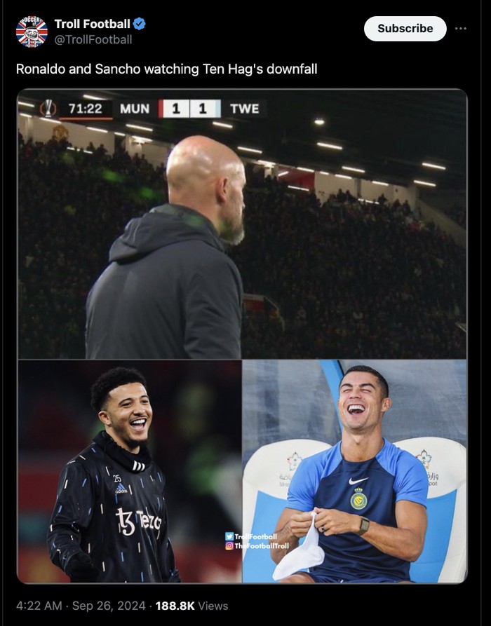 Meme Ronaldo dan Sancho Ikut Ketawa Lihat MU Diimbangi Twente