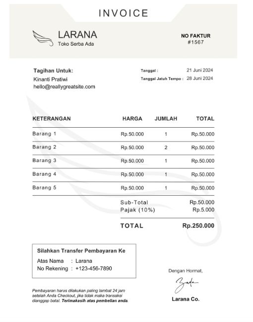 Contoh Invoice Pembayaran, Penjualan, hingga Penagihan