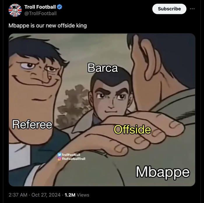 Meme Mbappe si Mr. Offside Saat Real Madrid Dilumat Barca
