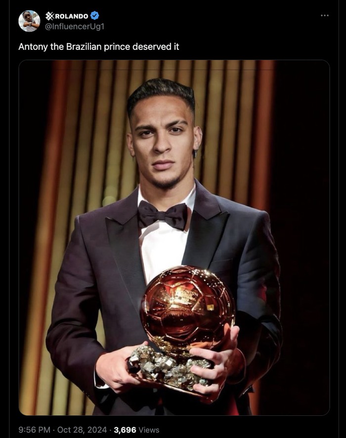 Meme Satire Antony 'Dirampok' karena Tak Dapat Ballon d'Or 2024