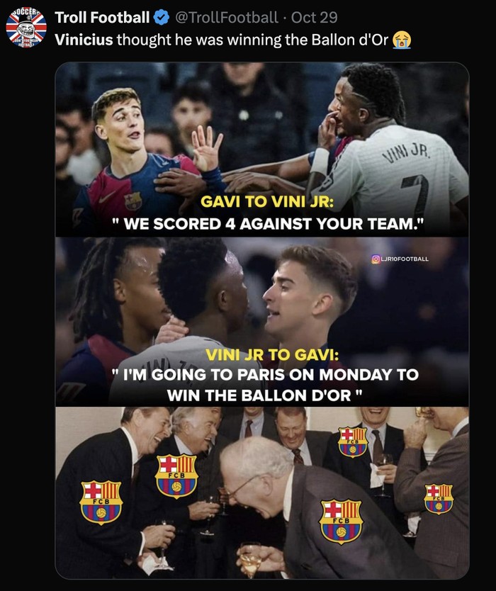 Meme Ngenes Vinicius Gagal Raih Ballon d'Or 2024
