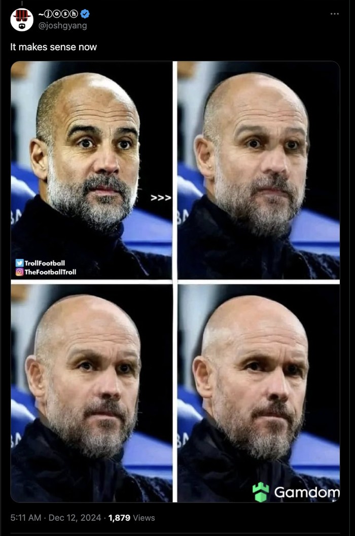 Meme Pep Guardiola sang Dermawan, Doyan Bagi-bagi 3 Poin buat Lawan