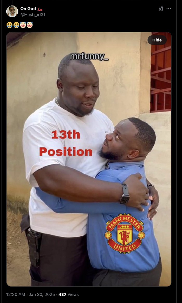 Meme MU Diganyang Brighton, Diledek Meme: Balik Lagi ke Posisi 13
