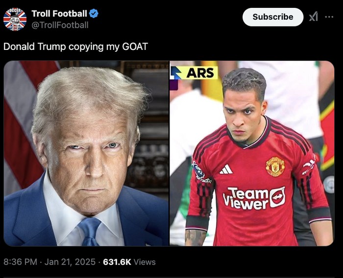 Meme: Donald Trump Tiru Antony-nya MU