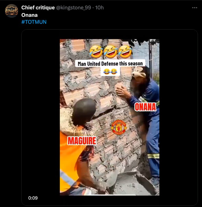 Tottenham Vs MU, Masih Onana yang Jadi Meme