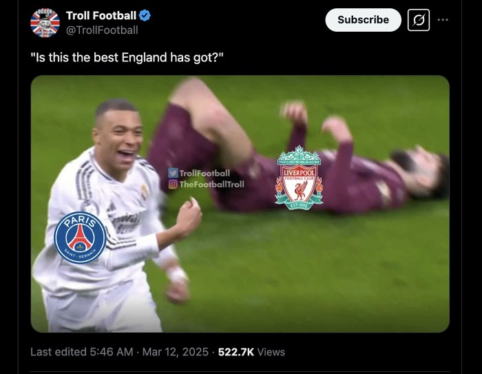 Meme: PSG Singkirkan Liverpool, Arsenal Ikut Joget