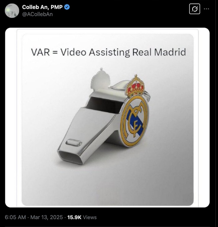 Meme VAR Diledek Jadi 'Video Asisten Real Madrid'