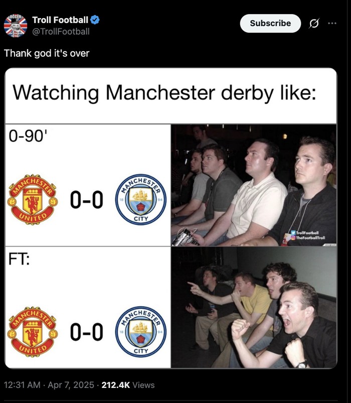 Meme Derby Manchester Boring Banget
