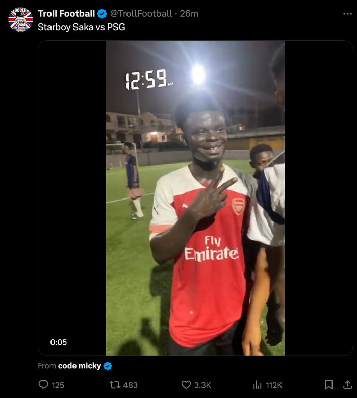 Meme Arsenal Digebuk PSG, 'Starboy' Bukayo Saka Melempem