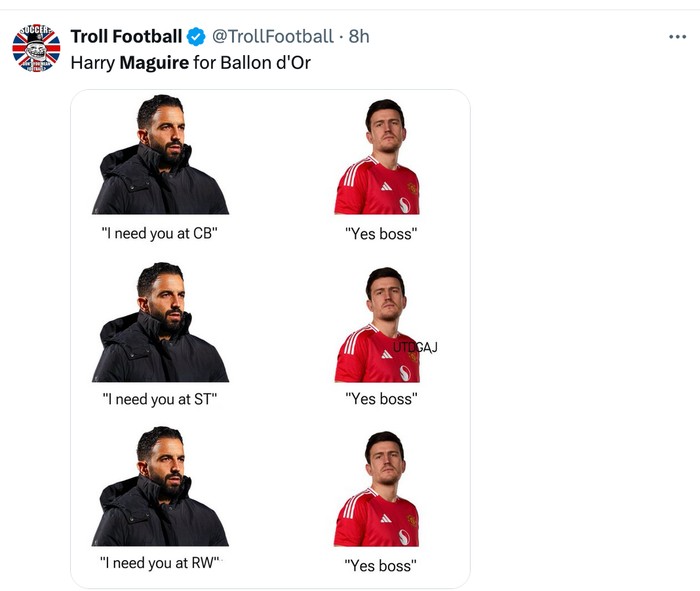 Foto: Meme Kocak Harrydinho Maguire yang Jago Gocek