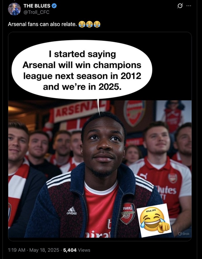 Meme Crystal Palace Juara Piala FA, Arsenal Ikut Kena Ledek