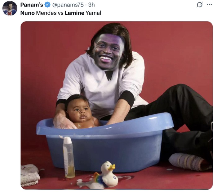 Lamine Yamal Diredam Nuno Mendes, Diolok-olok via Meme Kemudian